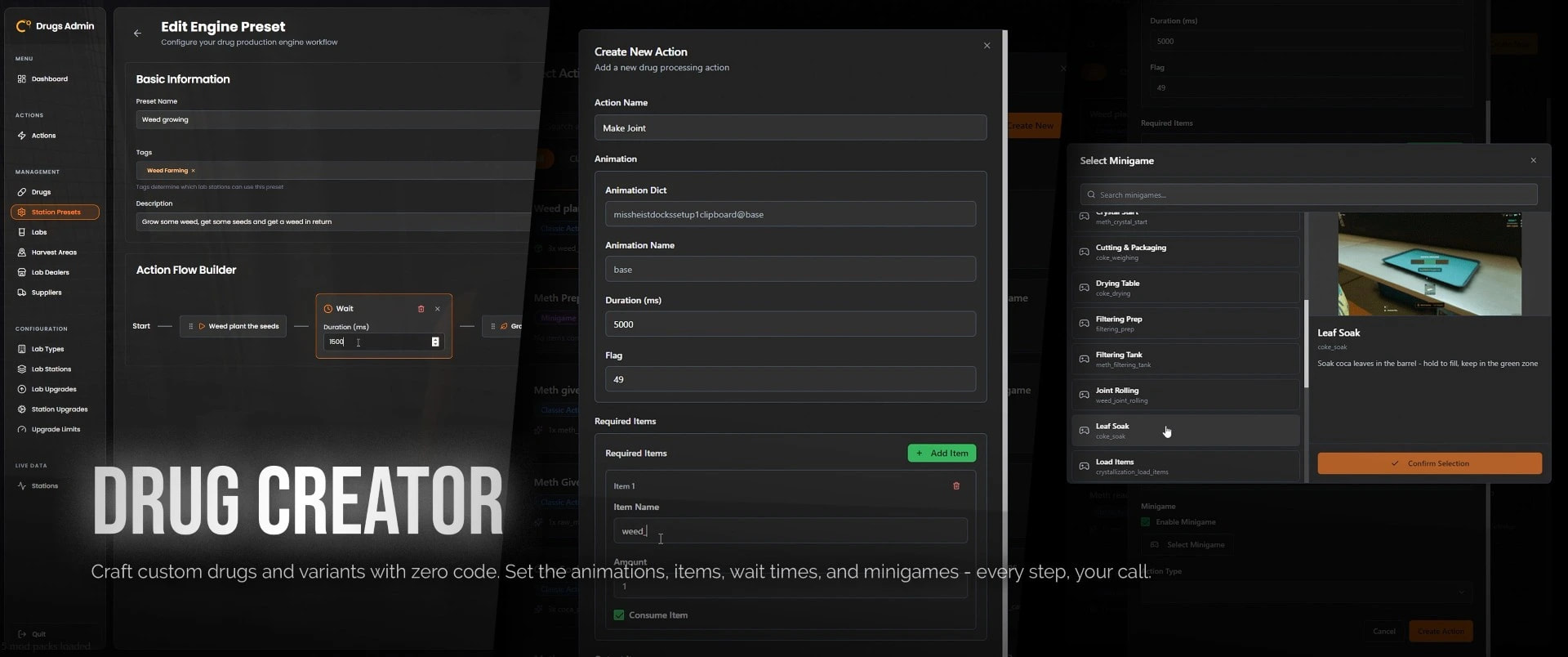 Drugs Creator w/ Recipe Editor, 20+ Minigames & Addiction System ...