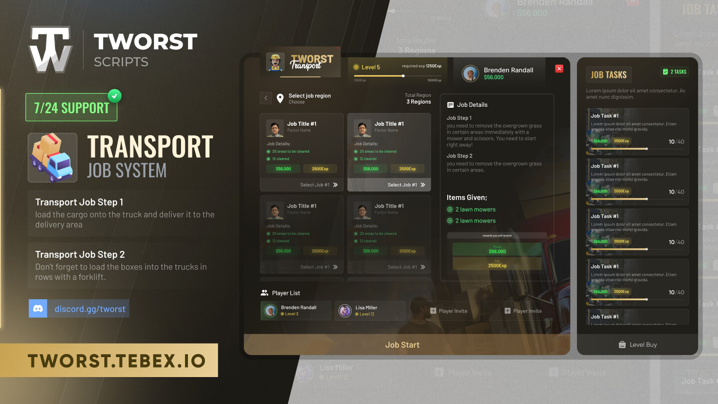 Multiplayer Transport Job [QB & ESX & QBX] [PAID] - FiveM Releases ...