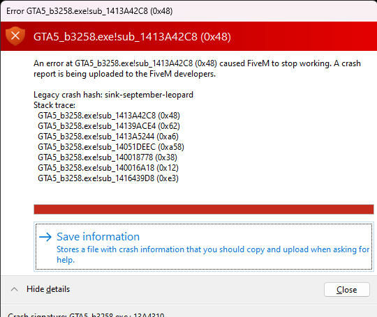 fivem crash - FiveM Client Support - Cfx.re Community