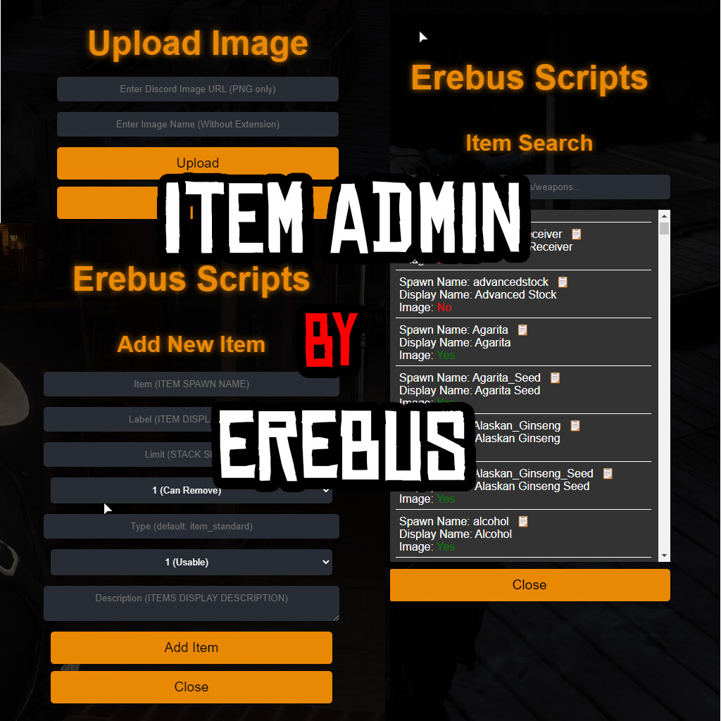 Erebus Item Admin / Image Uploader - RedM Releases - Cfx.re Community