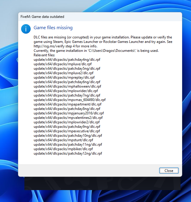 Dlc Files Are Missing Or Corupted Fivem Client Support Cfx Re