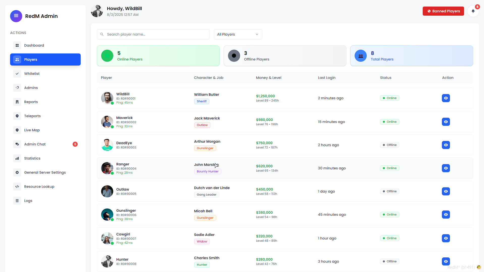 Premium Admin Menu & Report, Whitelist, Livemap & more | CAS - RedM ...