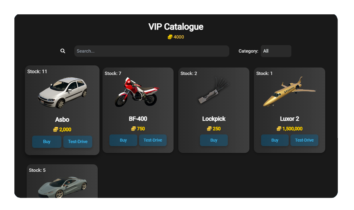 [PAID] [QB/ESX] m-Vipshop - Items/Cars - Real Time Management - FiveM ...