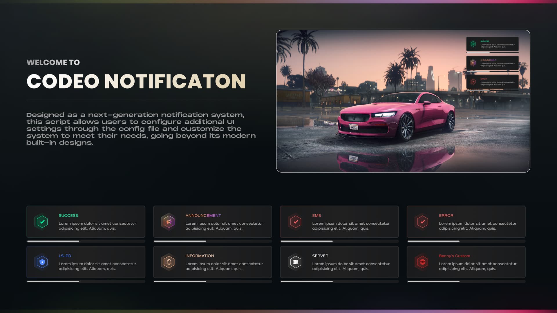 [QB/ESX/STANDALONE] Codeo Notification - FiveM Releases - Cfx.re Community