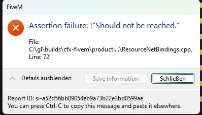 Assertion failure: !"Should not be reached." - FiveM Client Support - Cfx.re Community