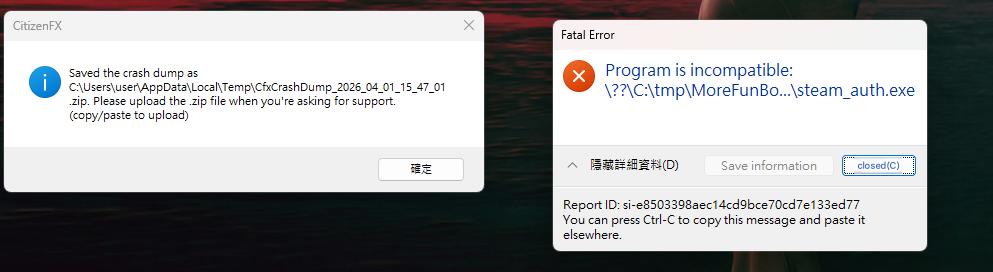 program is incompatible - FiveM Client Support - Cfx.re Community