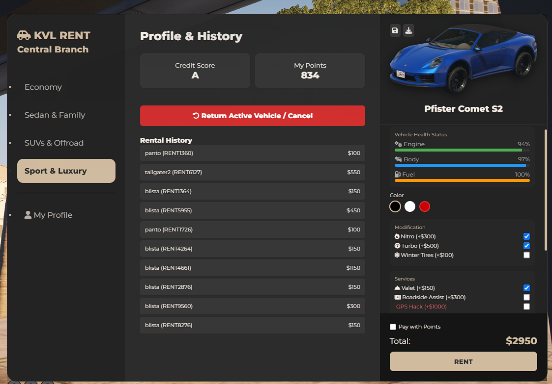 KVL RENTAL - The Ultimate Valet & Rental Experience [QBCore/ESX ...
