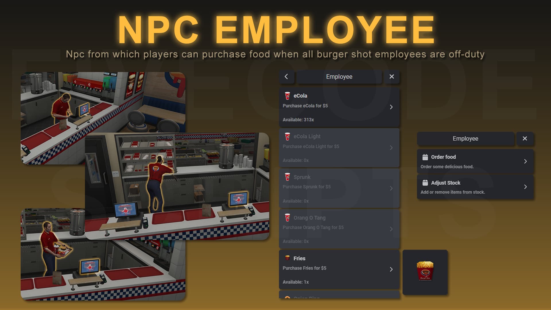 [PAID][ESX/QB/QBOX] Burger Shot Job - Advanced FiveM Job Script - FiveM ...