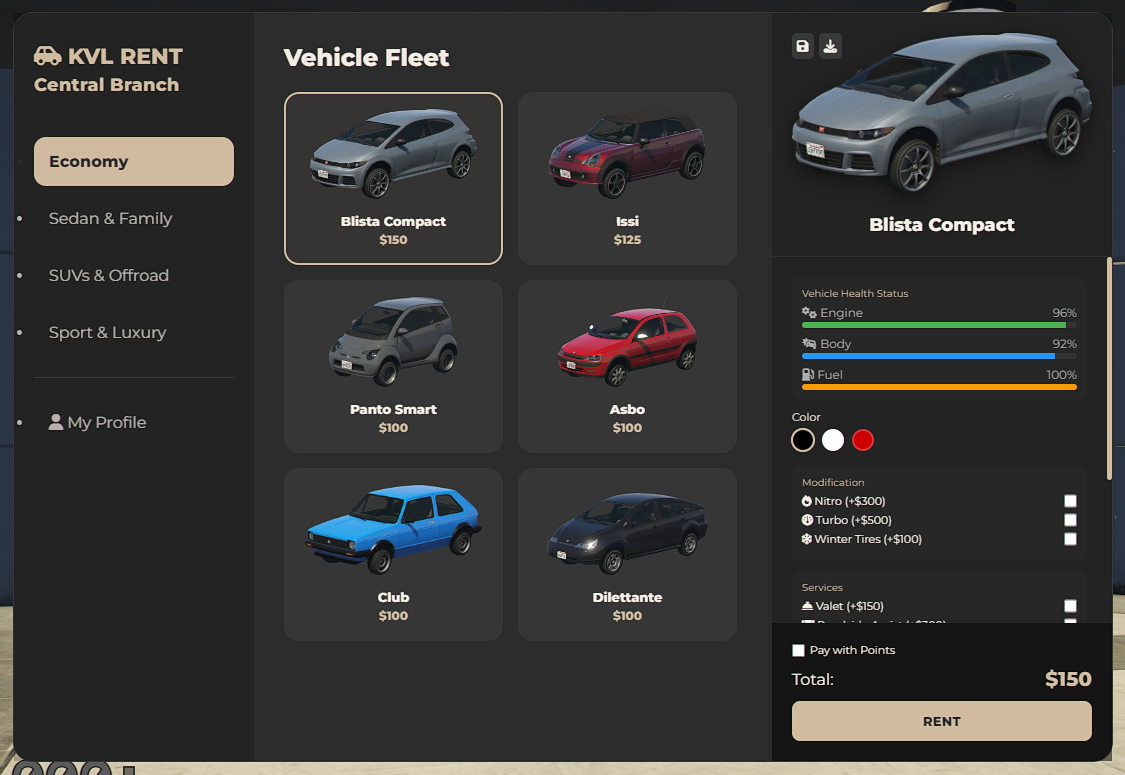 KVL RENTAL - The Ultimate Valet & Rental Experience [QBCore/ESX ...