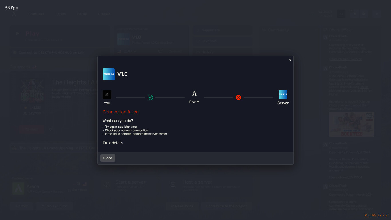 Fivem/Gtav Not able to load in my local host server got crashed while loading - FiveM Client ...