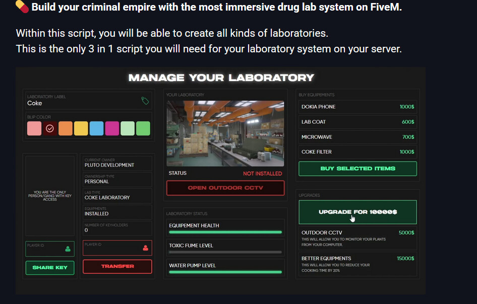🚨 NEW | All-in-One Drug Laboratory Script – Weed, Meth, Cocaine Labs ...