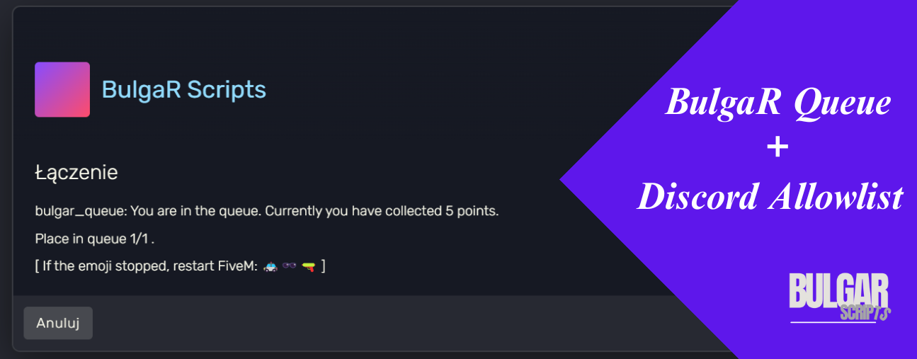 BulgaR Queue + Discord Whitelist / Allowlist - FiveM Releases - Cfx.re ...