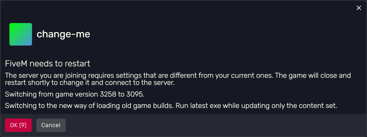 Crashes when joining new artifact version server - FiveM Client Support ...